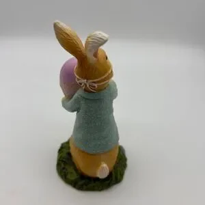 Holiday | Easter Bunny Figurine Wearing Face Mask Holding Purple Gold ...